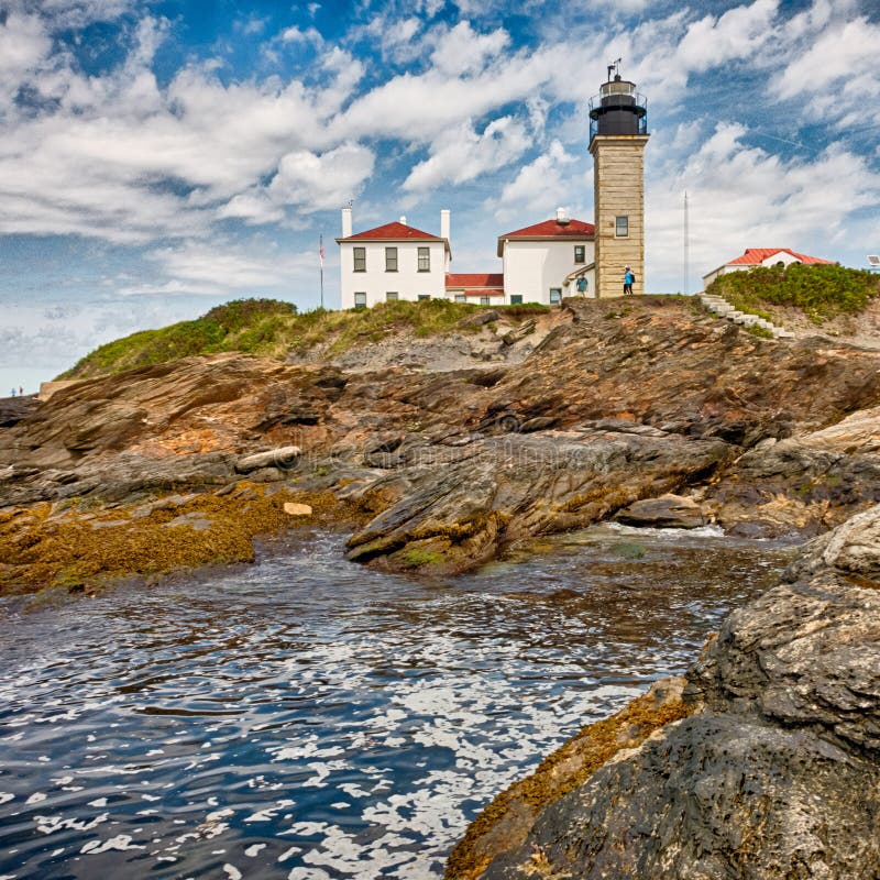 Beavertail Lighthouse Conacicut Island Jamestown, Rhode Island Stock ...