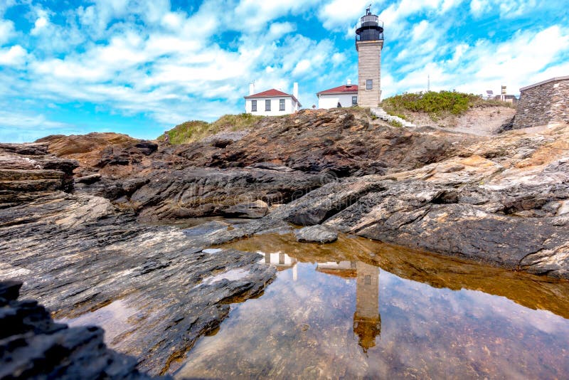 Beavertail Lighthouse Conacicut Island Jamestown, Rhode Island Stock ...