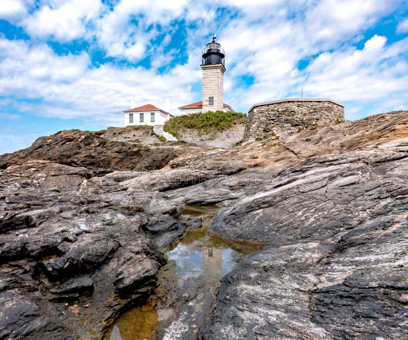 Beavertail Lighthouse Conacicut Island Jamestown, Rhode Island Stock ...