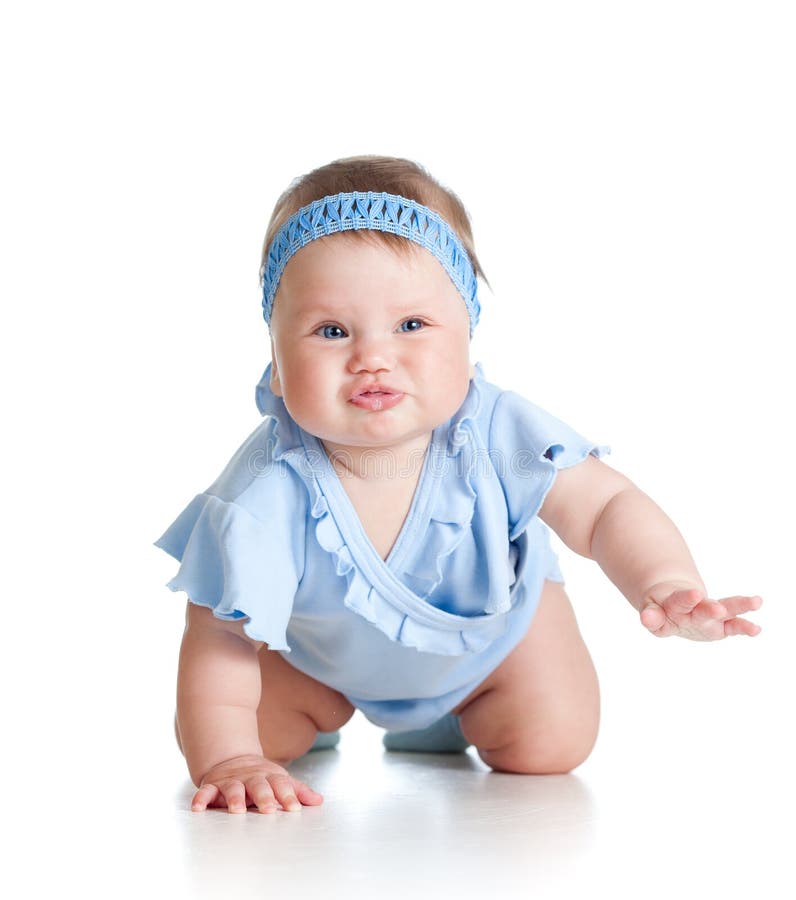 Bebé Bonito Que Se Arrastra En Suelo Imagen de archivo - Imagen de azul ...