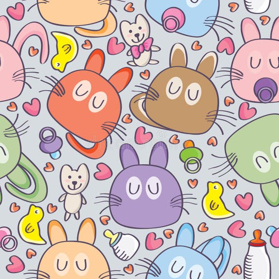 Bebé Cat Milk Seamless ilustración del vector. Ilustración de alegre ...