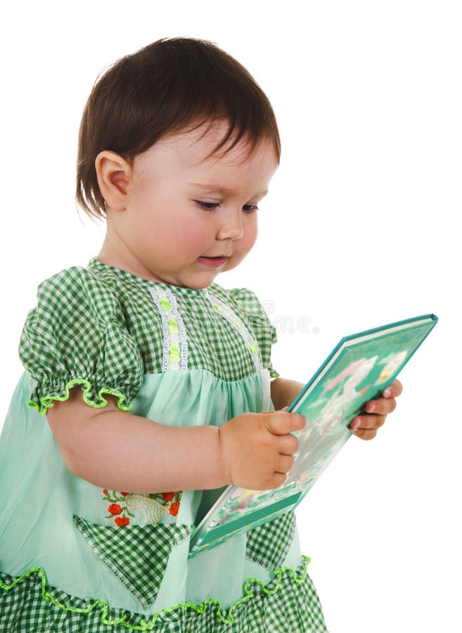 Bebé con el libro imagen de archivo. Imagen de lindo - 10144619