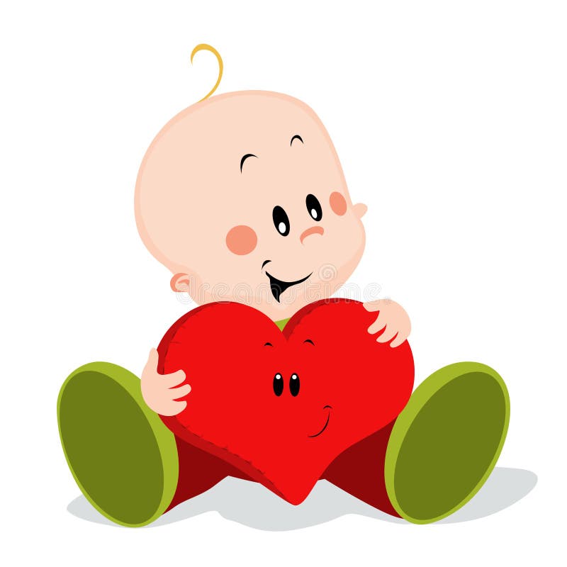 Bebé Con La Almohadilla Del Corazón Ilustración del Vector ...