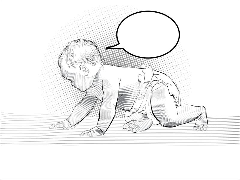 Intento Del Bebé A Arrastrarse Ilustración del Vector - Ilustración de ...