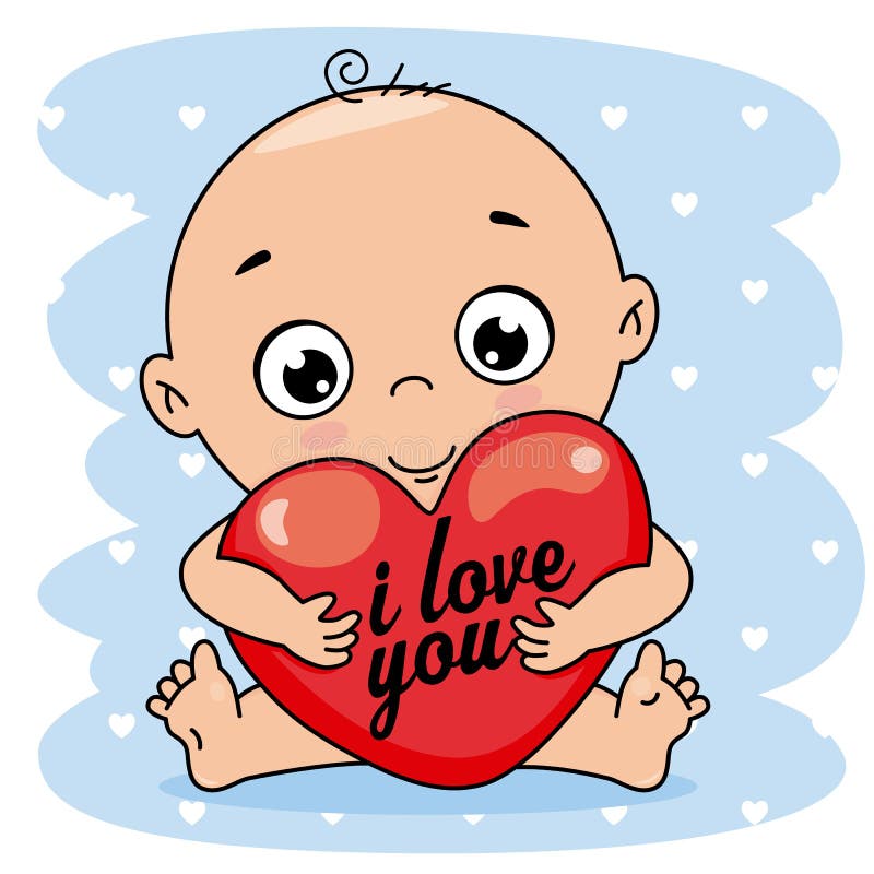 Saludo Del Nacimiento De Un Muchacho Con Un Corazón Ilustración del ...