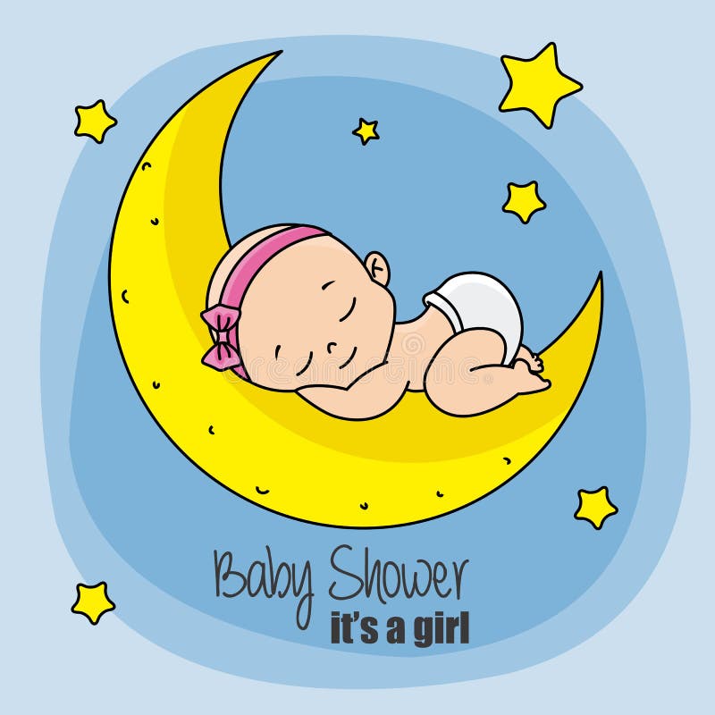 Bebé en la luna ilustración del vector. Ilustración de bebé - 23385265
