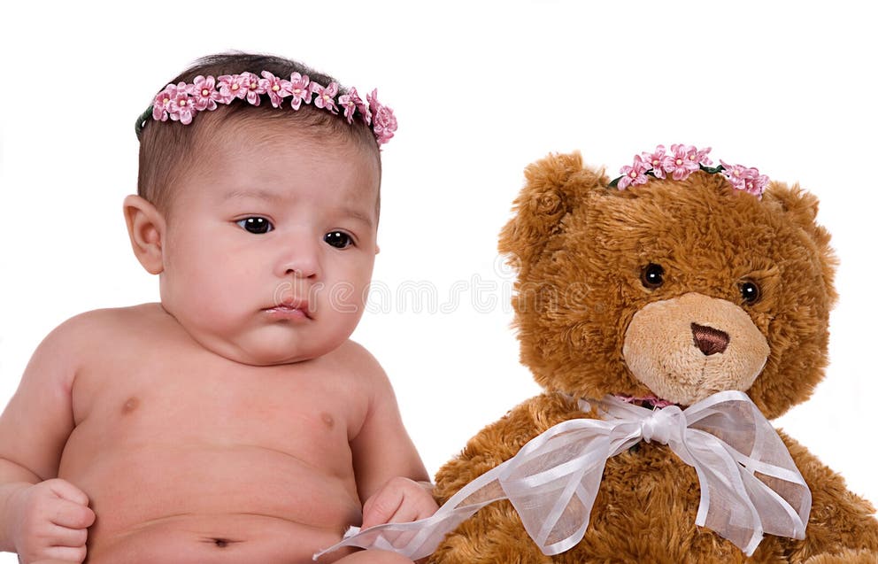 Bebé y oso imagen de archivo. Imagen de bebé, sano, lindo - 7685377