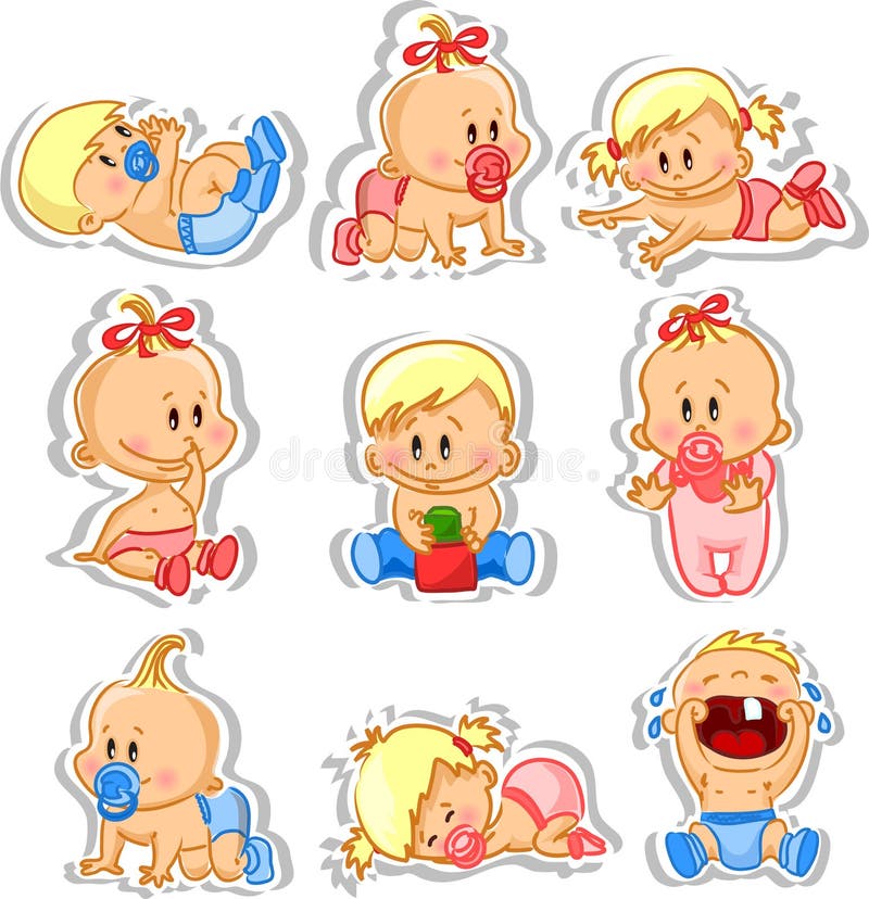 Bebés e bebés, vetor ilustração do vetor. Ilustração de cartoon - 24135427