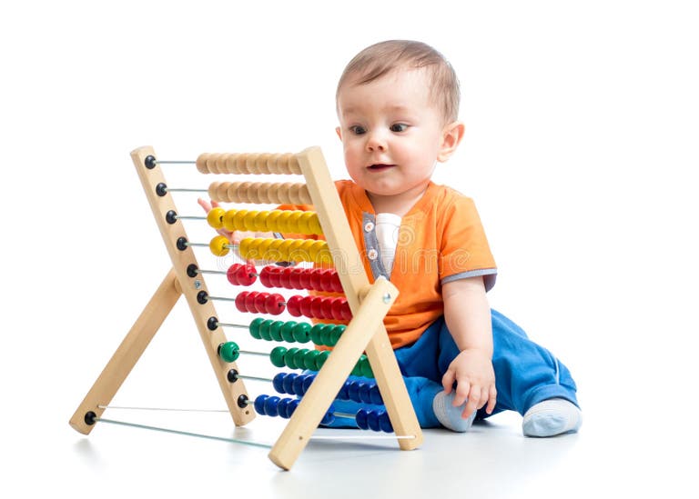 Bebê com ábaco imagem de stock. Imagem de alegria, humano - 39559799