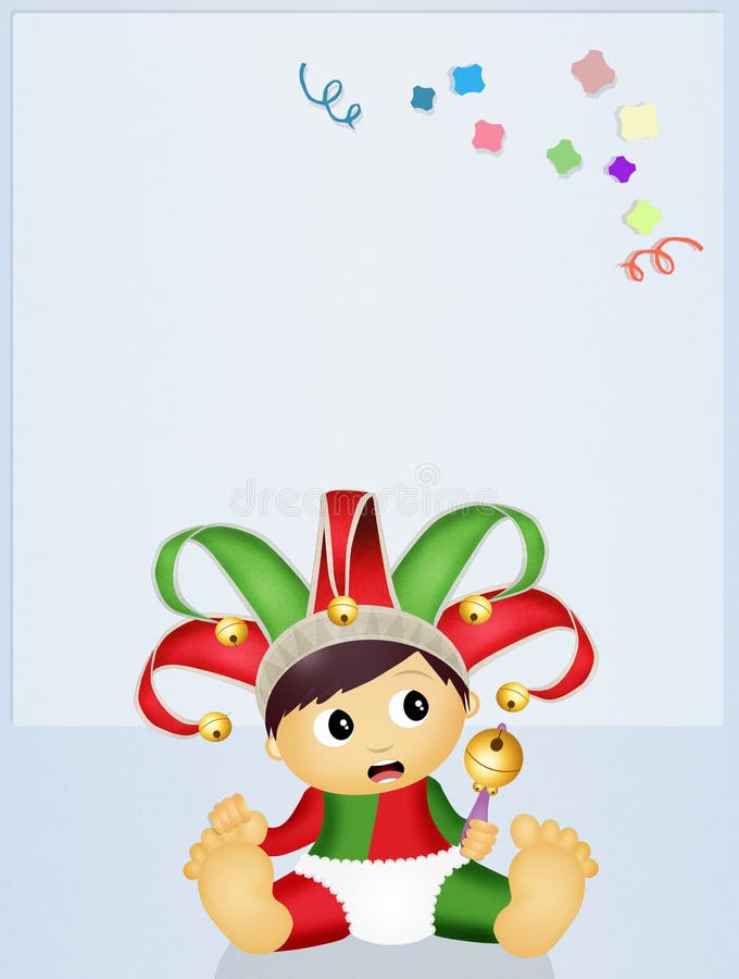Bebê Com Traje Do Bobo Da Corte Ilustração Stock - Ilustração de ...