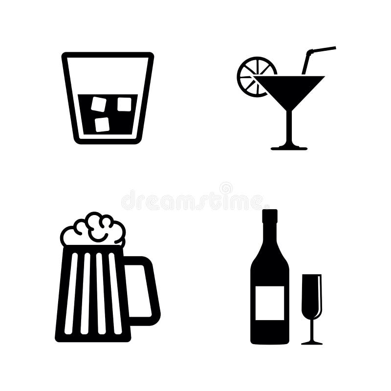 Bebidas Del Alcohol Iconos Relacionados Simples Del Vector Ilustración ...