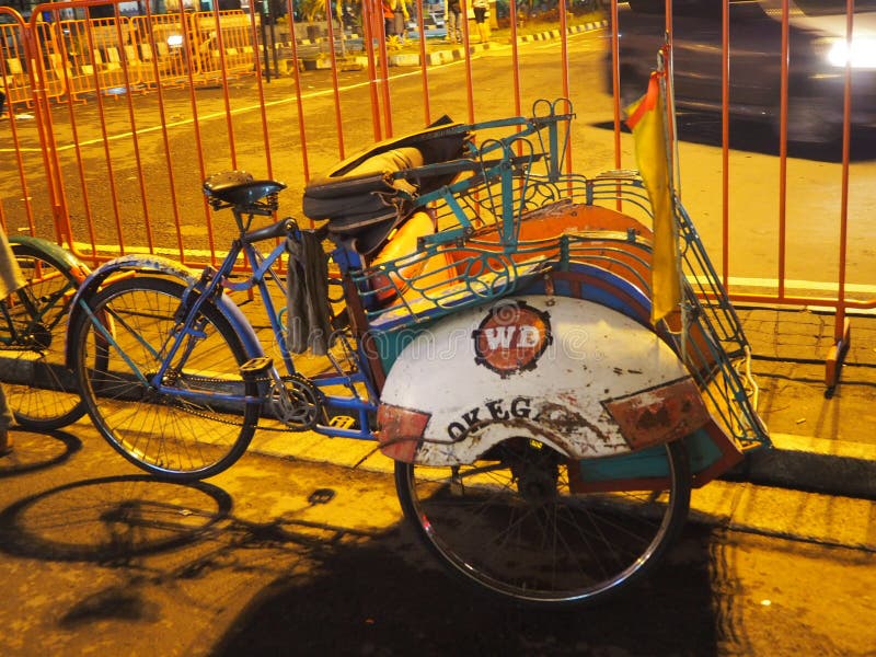 Indonesian Becak Bicycle Jakarta Transportation Vessel In Decorative ...