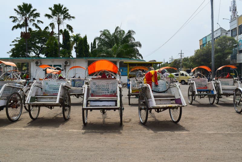 Becaks are Waiting for Passenger. Indonesia Editorial Photo - Image of ...