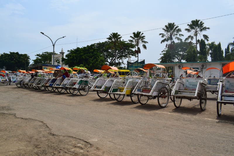 Becaks are Waiting for Passenger. Indonesia Editorial Stock Image ...