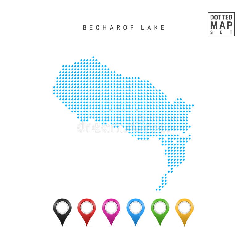 Becharof Lake Alaska Dots Pattern Vector Map Stylized Silhouette Of