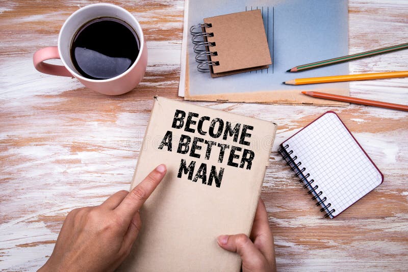 Become a Better Man. Hands Holding Book Stock Photo - Image of life ...