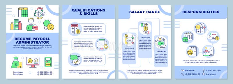 Become Payroll Administrator Blue Brochure Template Stock Vector ...
