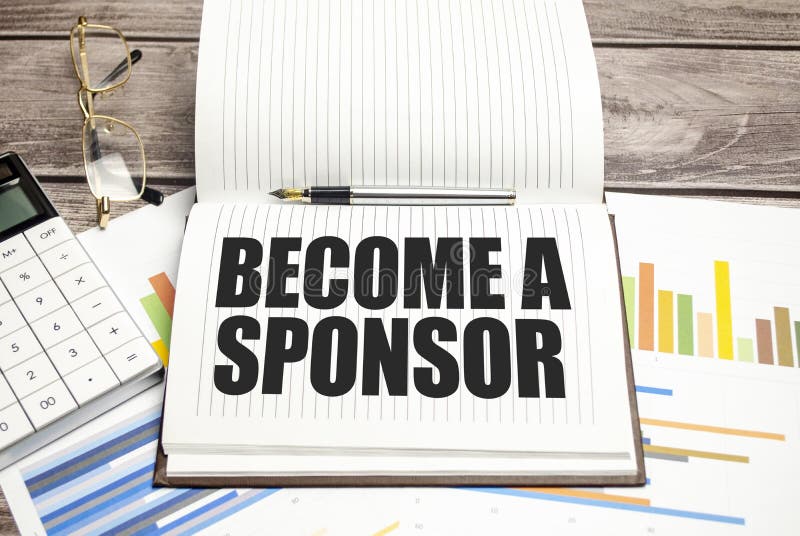 BECOME a SPONSOR on Notepad and Charts with Calculator Stock Photo ...