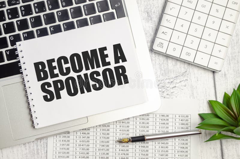 BECOME a SPONSOR Text and Notepad with Pen, Charts and Calculator Stock ...