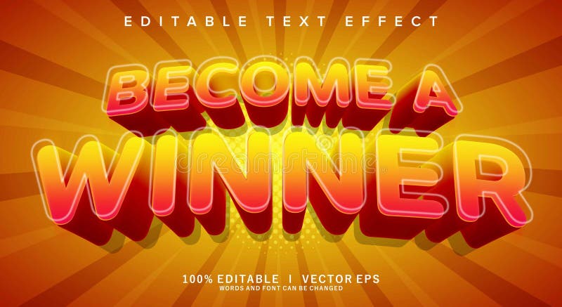 Become a Winner Vector Text Effect with Modern Style Design Stock ...