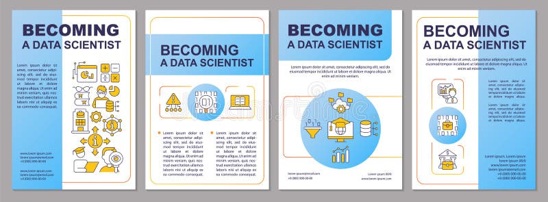 Becoming Data Scientist Blue Brochure Template Stock Vector ...
