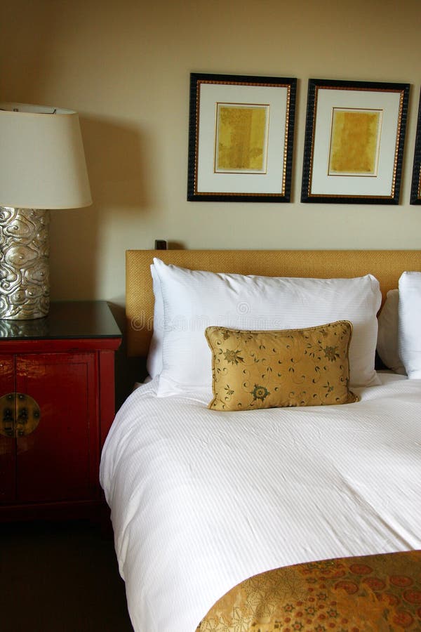 Blank Pictures on Wall Above Bed Stock Image - Image of mattress ...