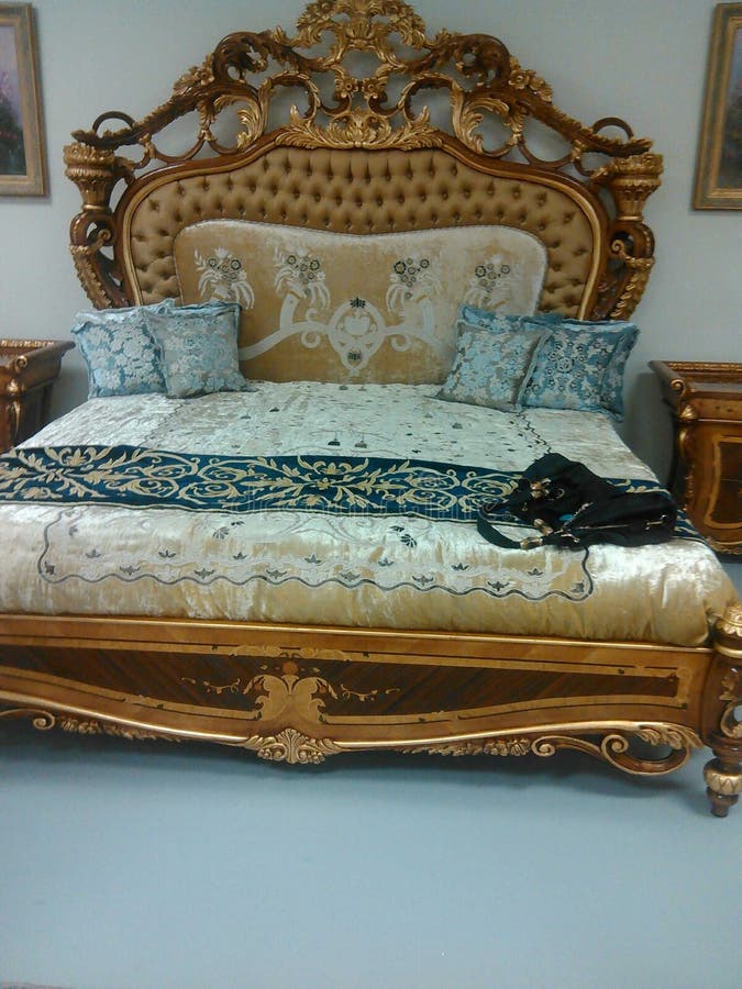 A Bed that is so Awesome and Very Gorgeous Looks Soft Stock Image ...