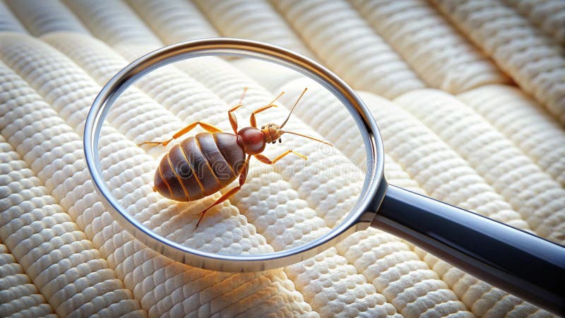 Bed Bug Under Magnifying Glass a Close-up Look Stock Illustration ...