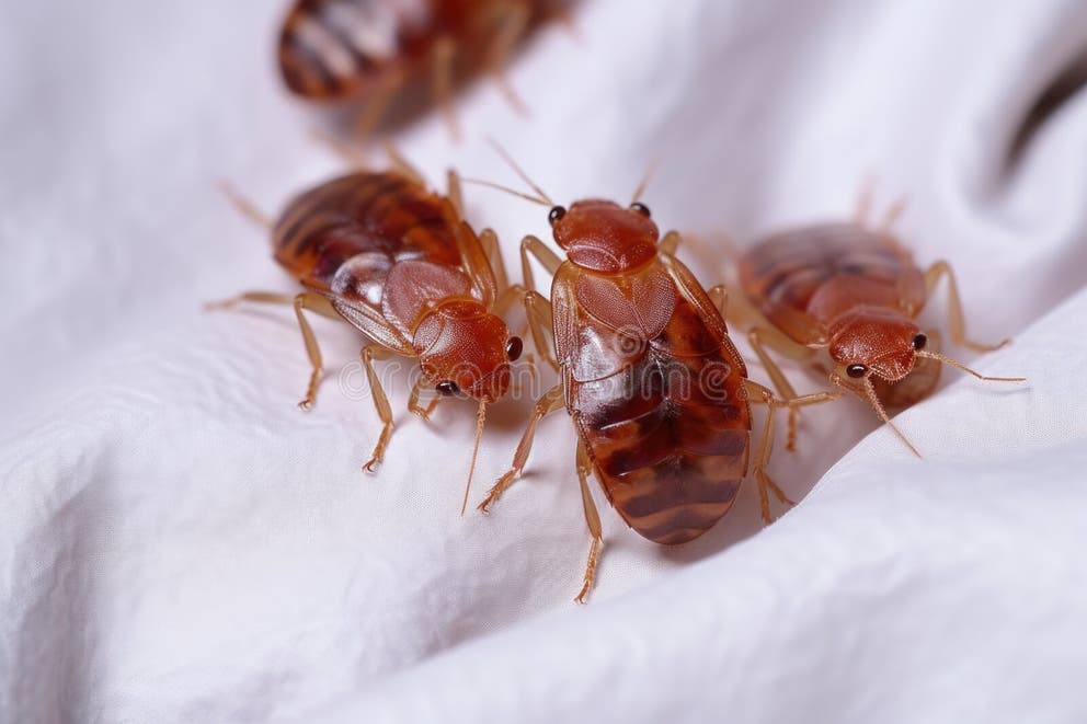 Bed Bugs Clinging on a Hotel Bed Sheet Stock Image - Image of bites ...