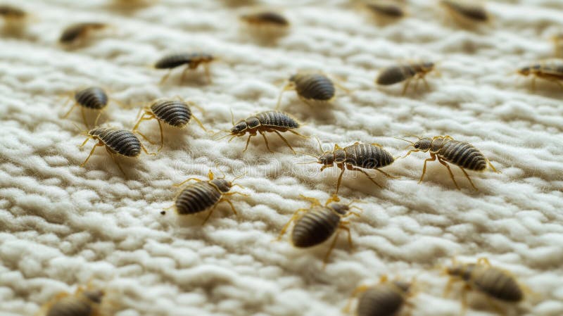 Bed Bugs Infestation on Fabric Surface, Numerous Insects Crawling Stock ...