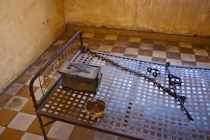 Bed in a Cell in Tuol Sleng (S21) Prison Stock Photo - Image of regime ...