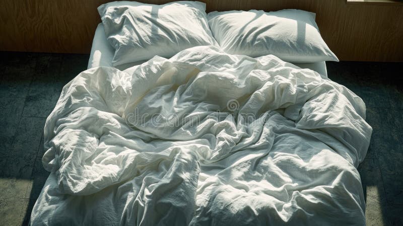 Bed in Disarray, Rumpled Sheets Stock Image - Image of bedroom, sheets ...