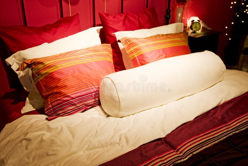 Bed down with bedlinen stock image. Image of cushion, bedlinen - 6841109