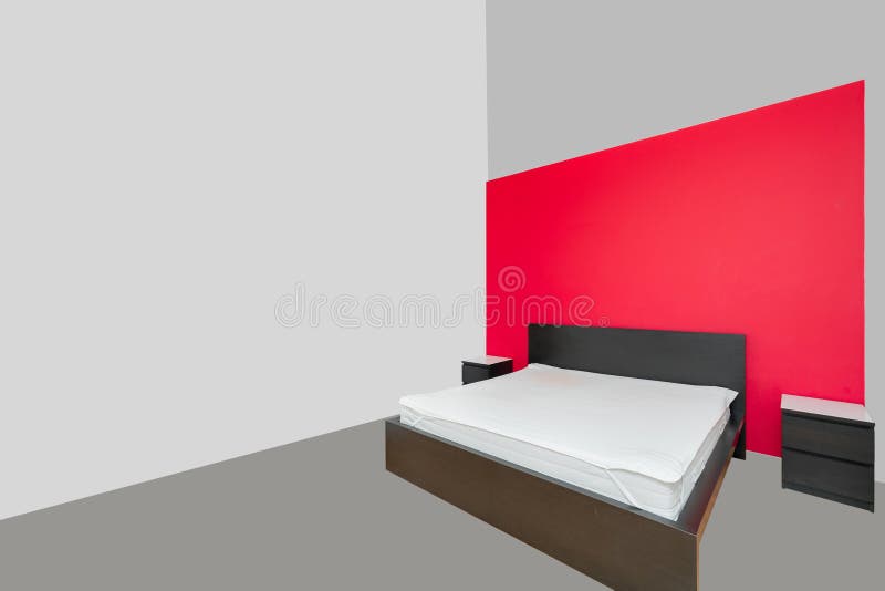 Bed in an empty room. stock photo. Image of minimalism - 271696678