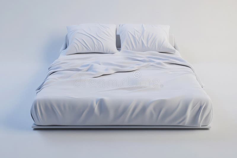 A Clean and Minimalist Bed with Crisp White Linens and Two Fluffy ...