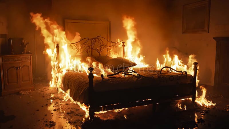 A Room that is Engulfed by Flames in a Building Stock Footage - Video ...