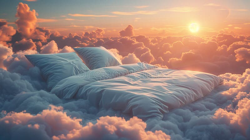 Bed in the Clouds at Sunrise Stock Photo - Image of dream, peace: 332476316