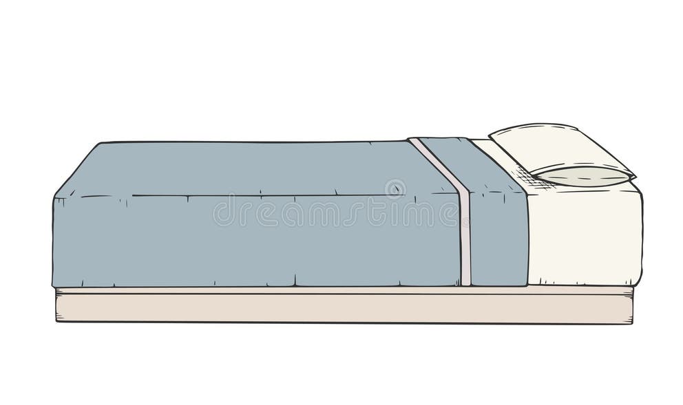 Bed hand draw style stock vector. Illustration of comforter - 298420737