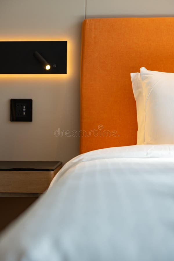 Bed in Hotel Room Vertical Composition Stock Photo - Image of relax ...
