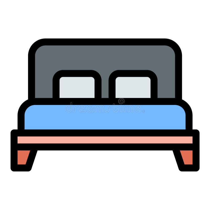 Bed Icon Comfort and Rest in Flat Line Color Style Stock Vector ...