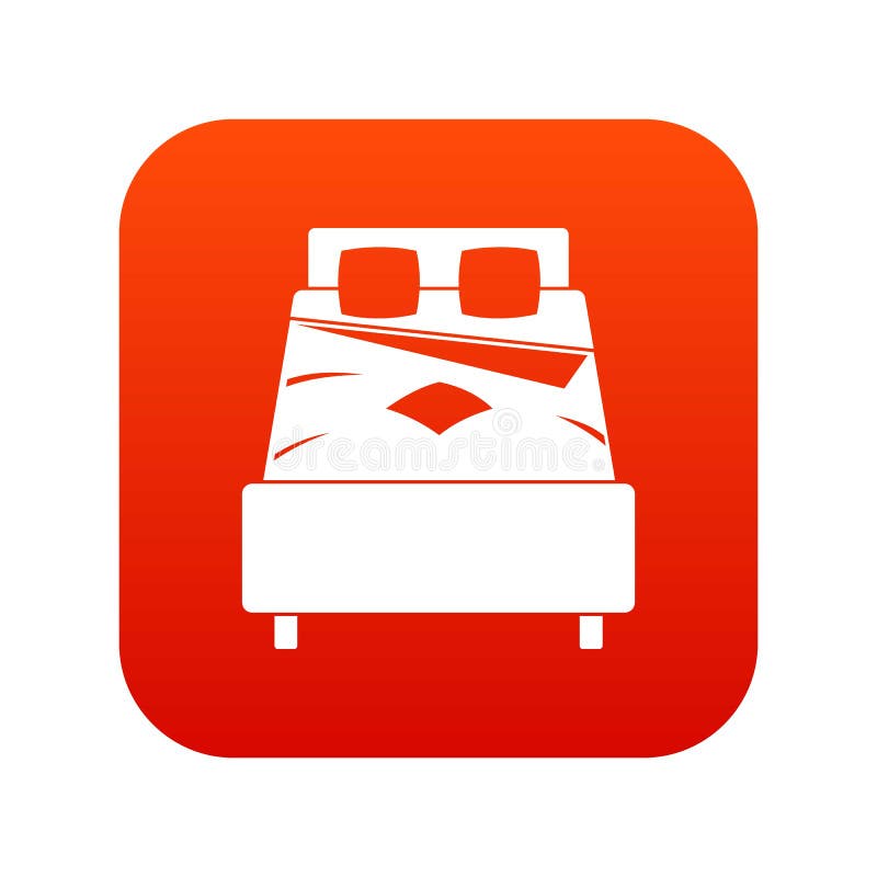 Bed icon digital red stock vector. Illustration of hotel - 110732769