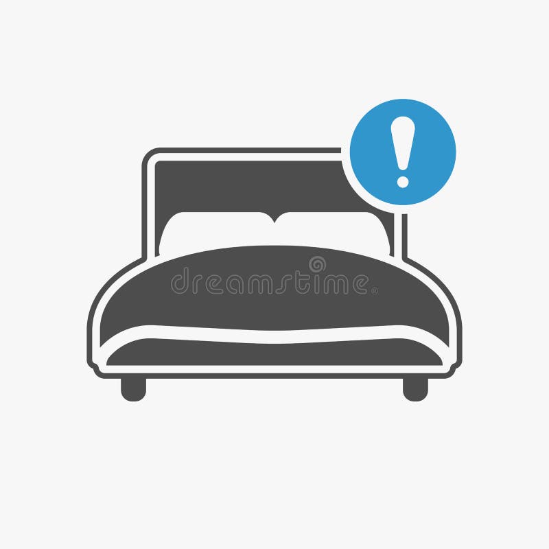 Bed Icon with Exclamation Mark. Bed Icon and Alert, Error, Alarm ...
