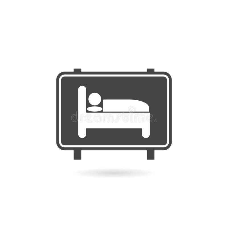 Bed icon sign with shadow stock vector. Illustration of paper - 191219524