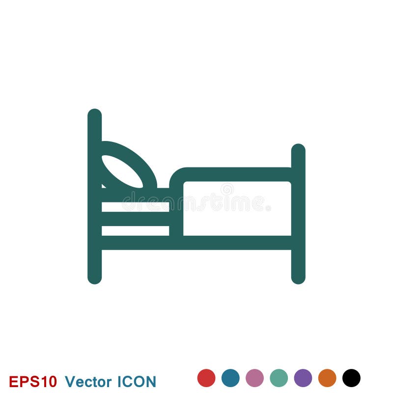 Bed Icon Vector, Flat Symbol on Background Stock Illustration ...