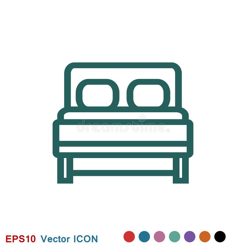 Bed Icon Vector, Flat Symbol on Background Stock Illustration ...