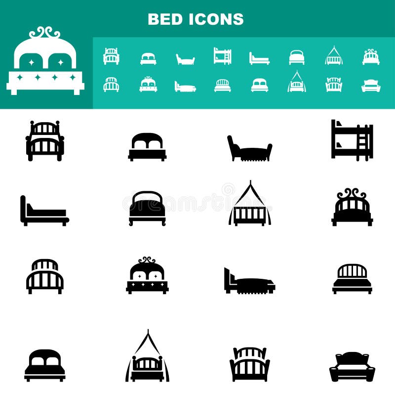 Bed icons stock vector. Illustration of guide, pillow - 47301623
