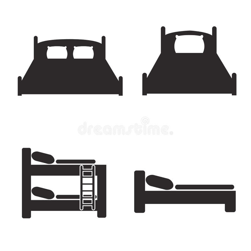 Bed Icons Set for Hostels and Hotels Stock Vector - Illustration of ...