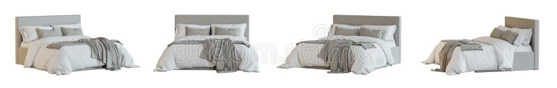 Bed Isolated on White Background. 3D Render Stock Illustration ...