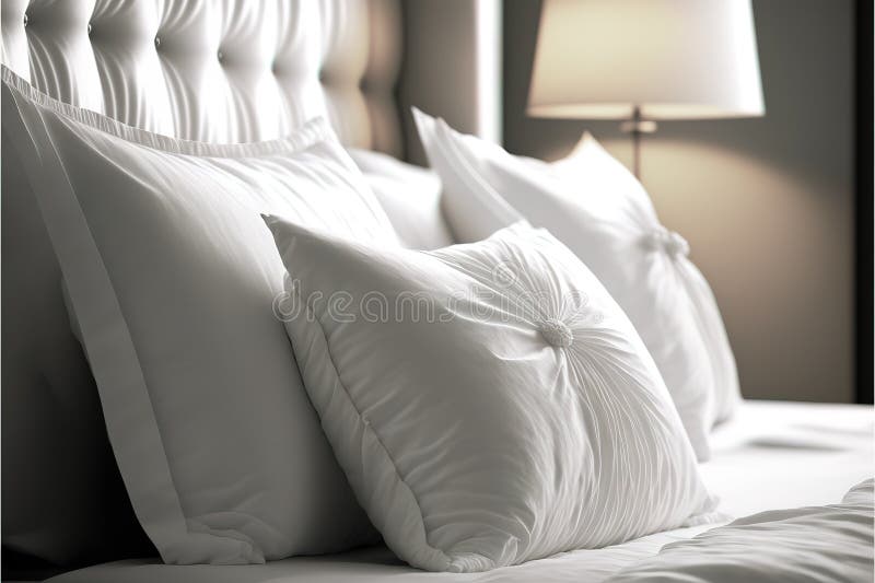 Bed Maid-up with Clean White Pillows and Bed Sheets in Beauty Room ...