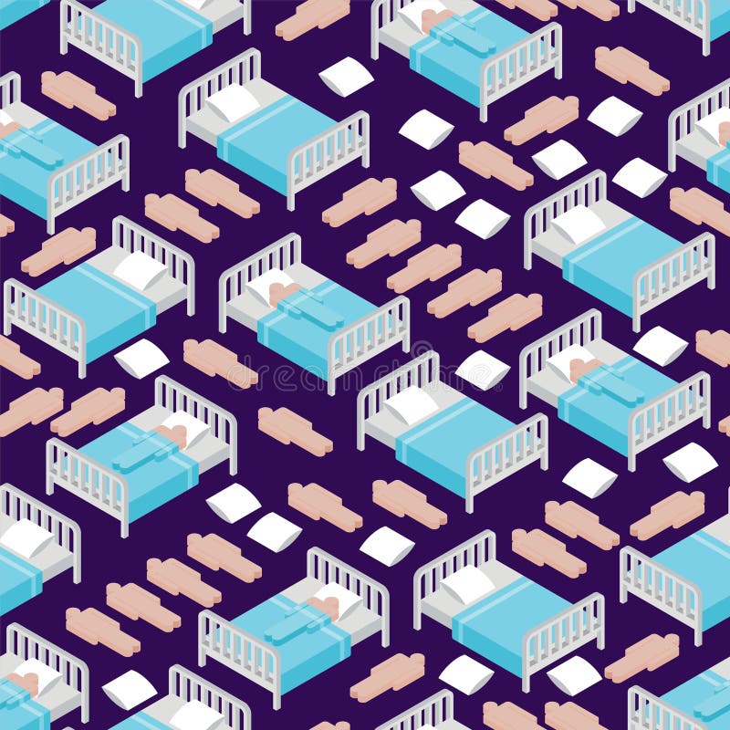 Bed Pattern Seamless. Bd with Blanket and Pillow Background Stock ...